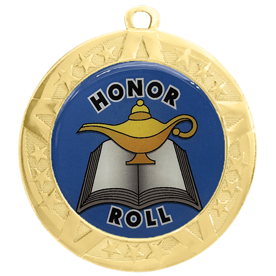 2 3/4 inch Honor Roll medals with a gold frame and 2 inch Epoxy dome ...