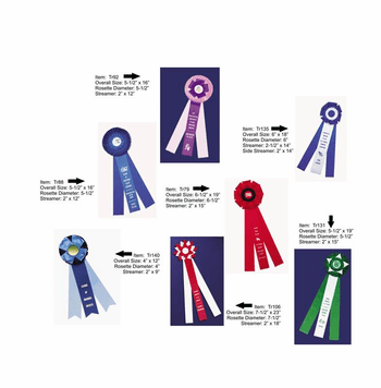 Large Three Streamer Rosette Ribbons with Custom Printing | TrophyCentral