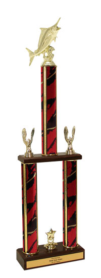 Championship Trophy with Wood Base and Marlin Fish Figure