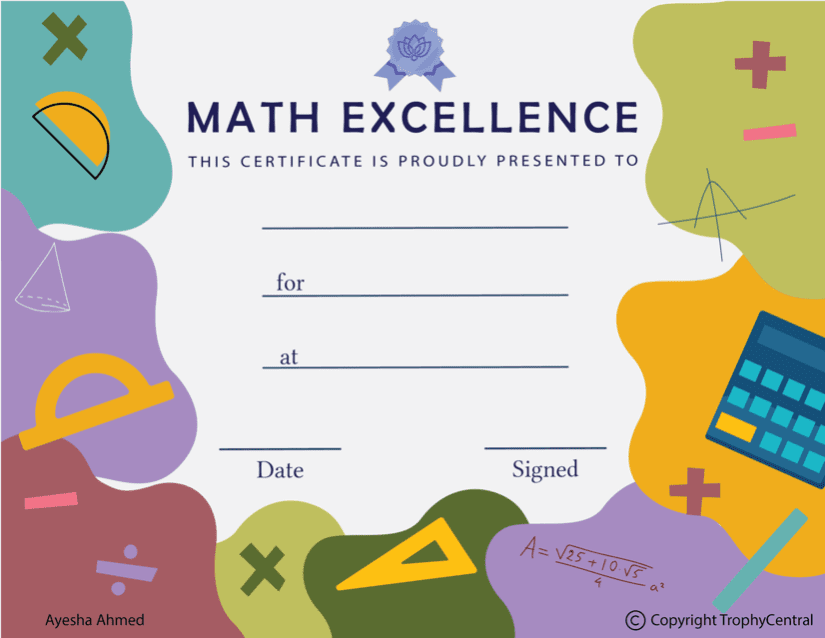 Free Math Excellence Certificate | Achievement Templates