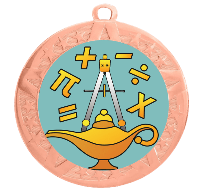 2 3/4 inch Math Excellence medals with a bronze frame and 2 inch Epoxy ...
