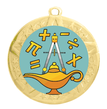 2 3/4 inch Math Excellence medals with a gold frame and 2 inch Epoxy ...