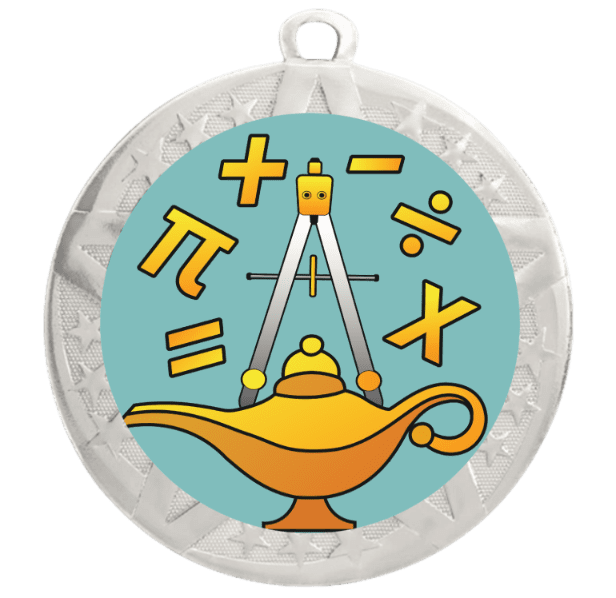 2 3/4 inch Math Excellence medals with a silver frame and 2 inch Epoxy ...