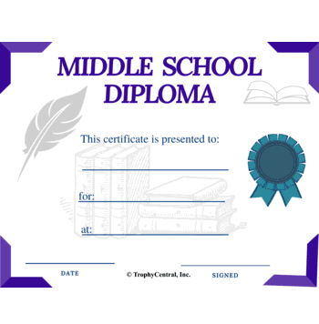 Free Middle School Diploma Certificate Template | TrophyCentral