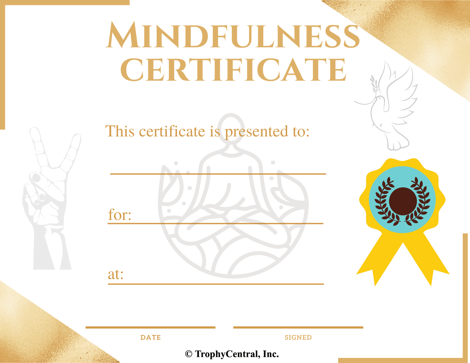 Free Mindfulness Certificate Template | TrophyCentral