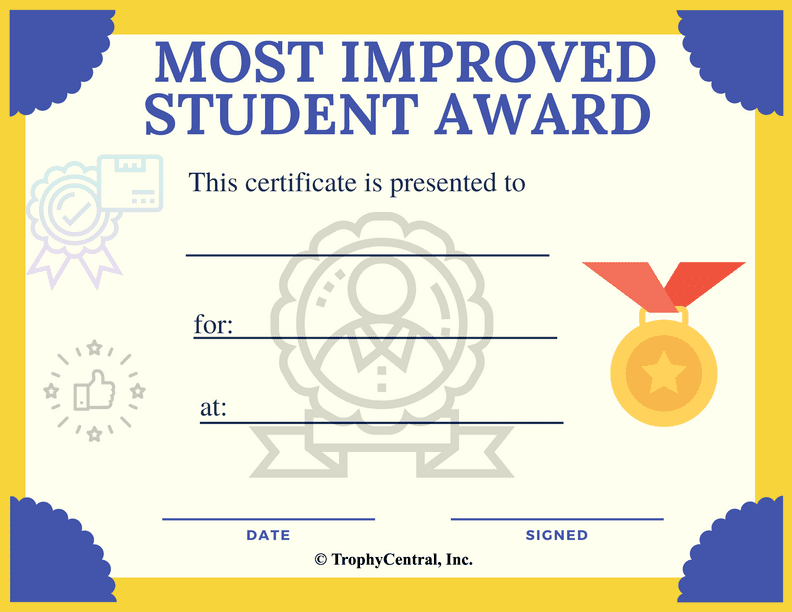 Free Most Improved Student Certificate Template | TrophyCentral
