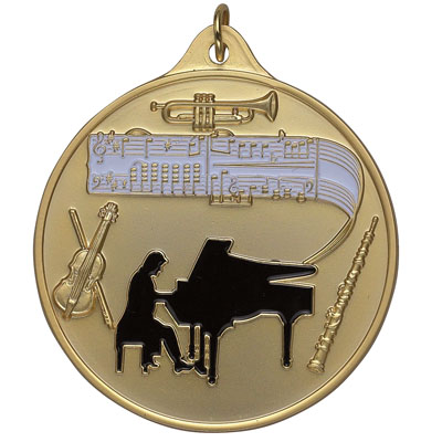 2 1/2" Medals - Music Design with Neck Ribbon, 2 1/2" Colorful Music Medal