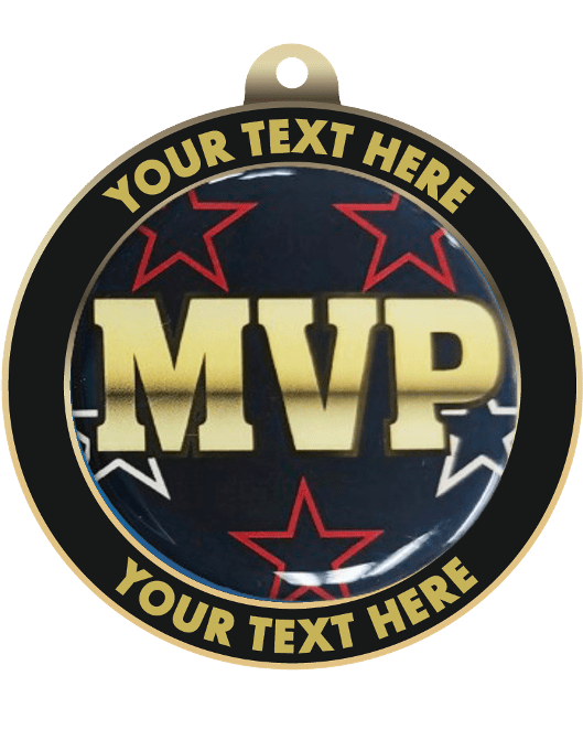 Colorful MVP Insert Medals with Personalized Front Rim