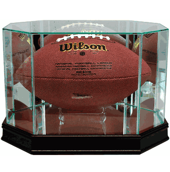 Octagon Glass Football Display Case | TrophyCentral