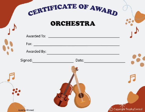 Free Orchestra Award Certificate | Music Certificate Templates