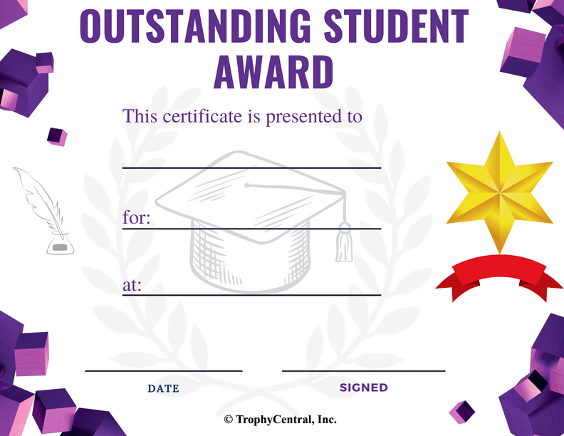Free Outstanding Student Certificate Template | TrophyCentral