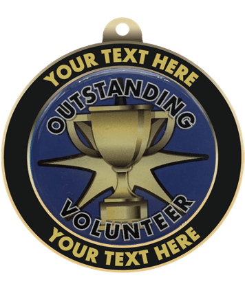 Colorful Outstanding Volunteer Insert Medals with Personalized Front Rim