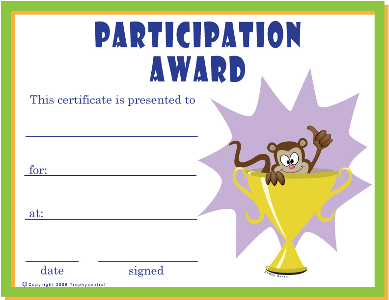 Certificate Of Participation Design For Kids