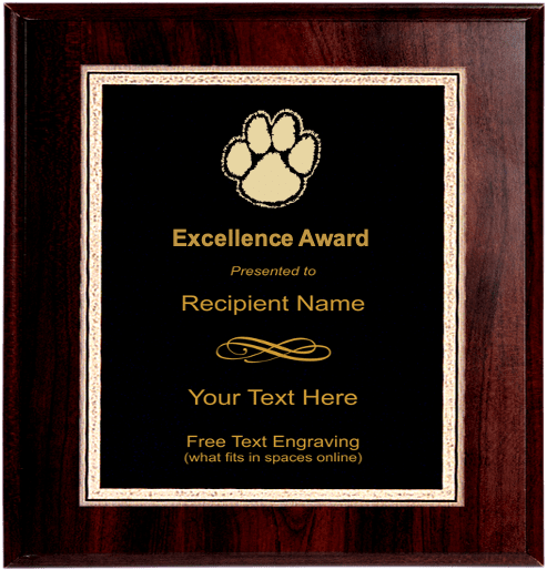 Paw Plaques, Paw Award Plaque | Mascot Plaques