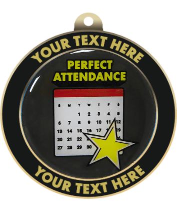 Colorful Perfect Attendance Insert Medals with Customizable Front Rim ...