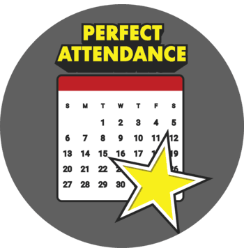Colorful Perfect Attendance Epoxy-Covered Insert Decals | TrophyCentral