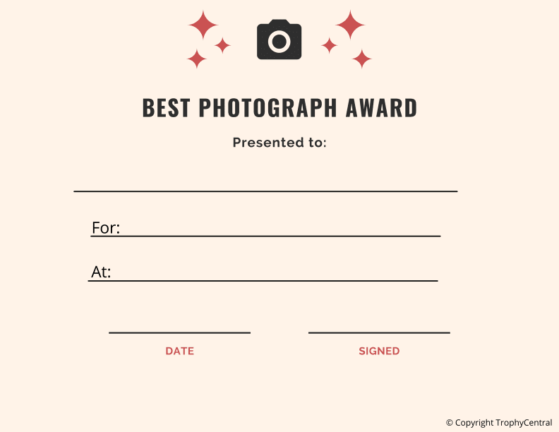 Free Photography Award Certificate Template | TrophyCentral