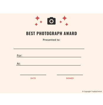 Free Photography Award Certificate Template | TrophyCentral