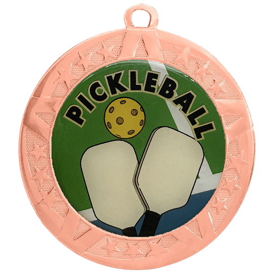 2 3/4 inch Pickleball medals with a bronze frame and 2 inch Epoxy dome ...