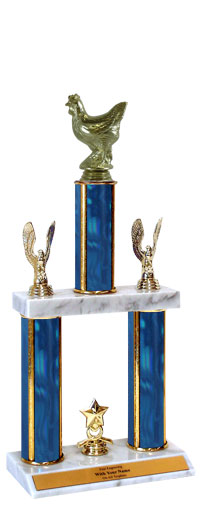 Chicken Figure Winners Line Two Tier Trophies | Chicken Trophies
