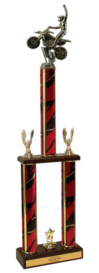 Championship Trophy with Wood Base and Motocross Figure
