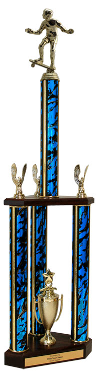 Skateboarding Trophy With 3 Columns | TrophyCentral