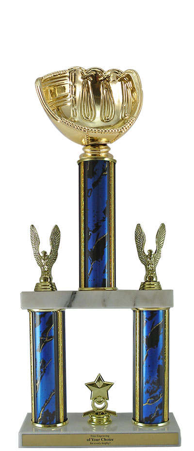 Two Tier Softball Glove Trophies, Softball Glove Trophy with Two Tiers