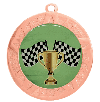 2 3/4 inch Racing Medals with a bronze frame and 2 inch Epoxy dome ...