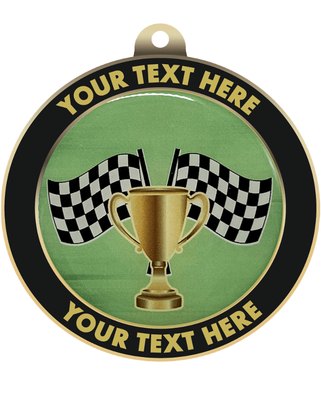 Colorful Racing Insert Medals with Customizable Front Rim | TrophyCentral