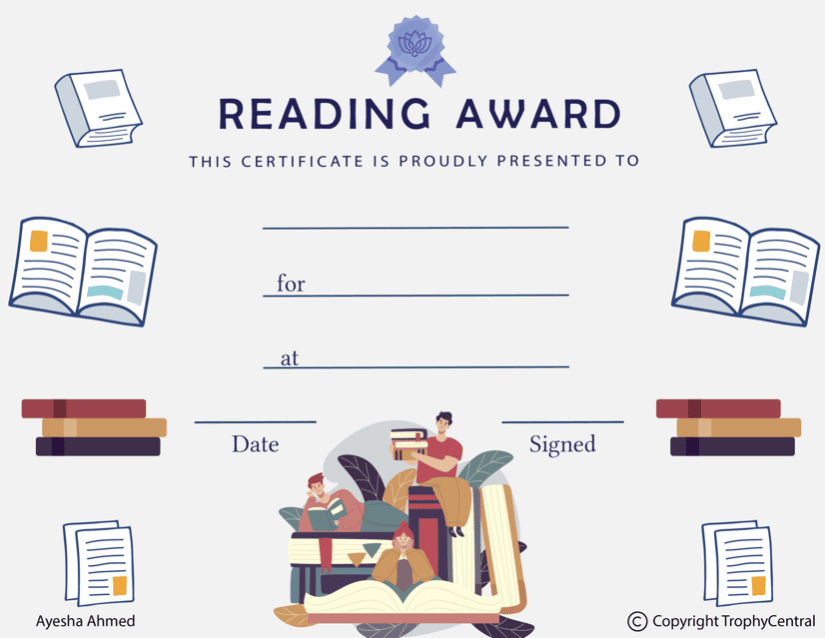 Free Reading Certificate Template | TrophyCentral