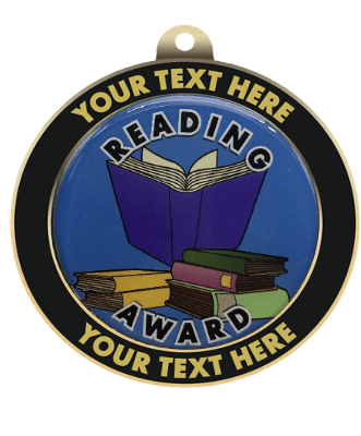 Colorful Reading Insert Medals with Personalized Front Rim