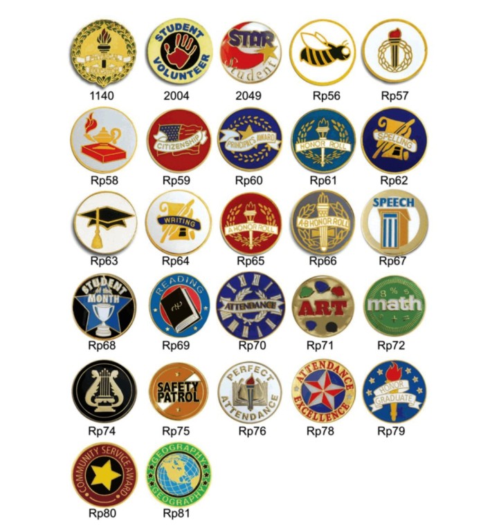 Round Lapel Pins - School Achievement Lapel Pins