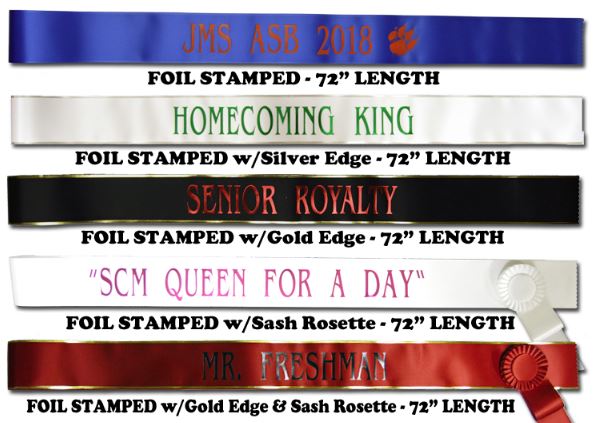 Pageant Sashes, Parade Sashes, Homecoming Sash