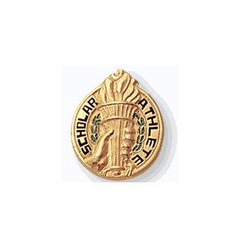 Gold Scholar Athlete Pin with Torch - BR Series Enameled Pins