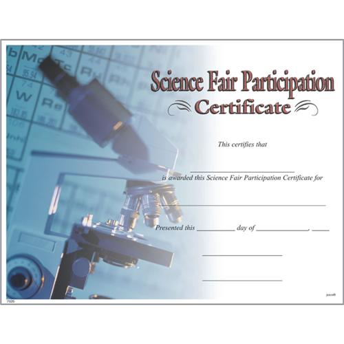 Science Fair Certificates, Science Fair Participation Certificate