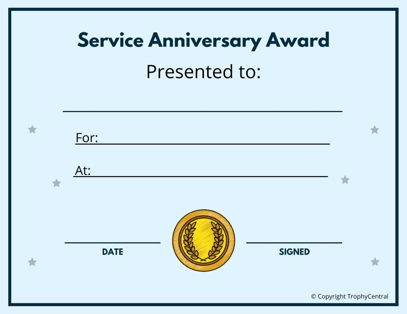 Free Service Award Certificate Template | TrophyCentral