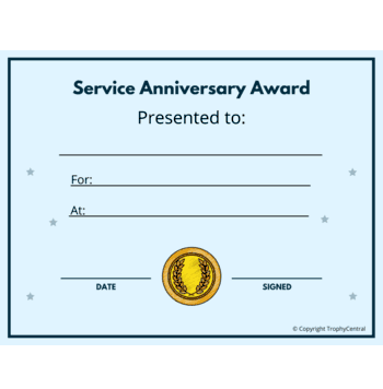 Free Service Award Certificate Template | TrophyCentral