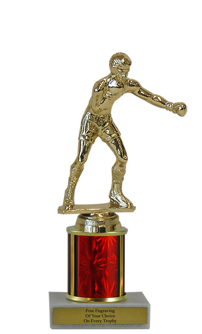 Budget trophies with boxing figure, marble base and column | TrophyCentral