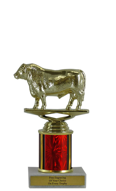 Budget trophies with bull figure , marble base and column | TrophyCentral