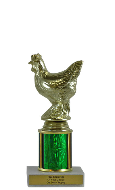 Budget trophies with chicken figure , marble base and column