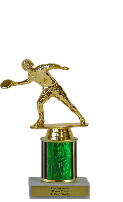 Budget trophies with disc golf figure, marble base and column