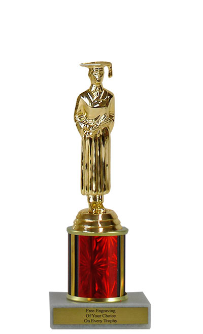 Budget trophies with graduate figure, marble base and column