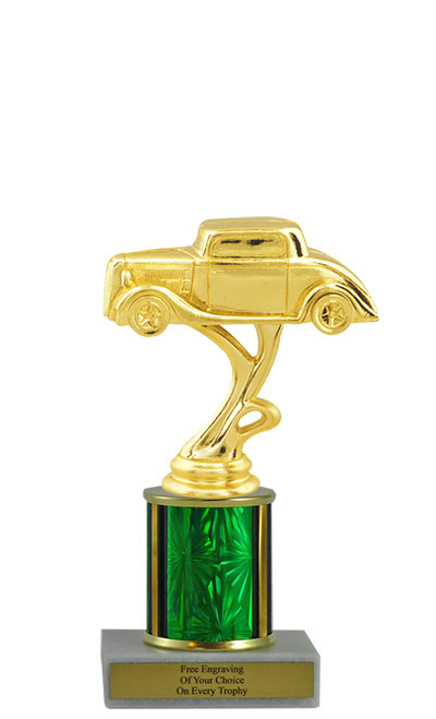 Budget trophies with street rod figure, marble base and column