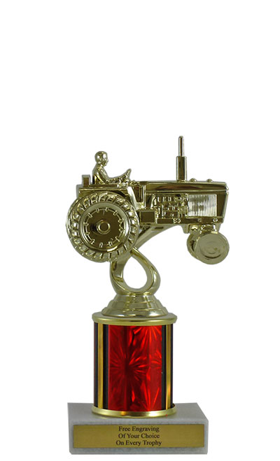Budget trophies with tractor figure, marble base and column | TrophyCentral