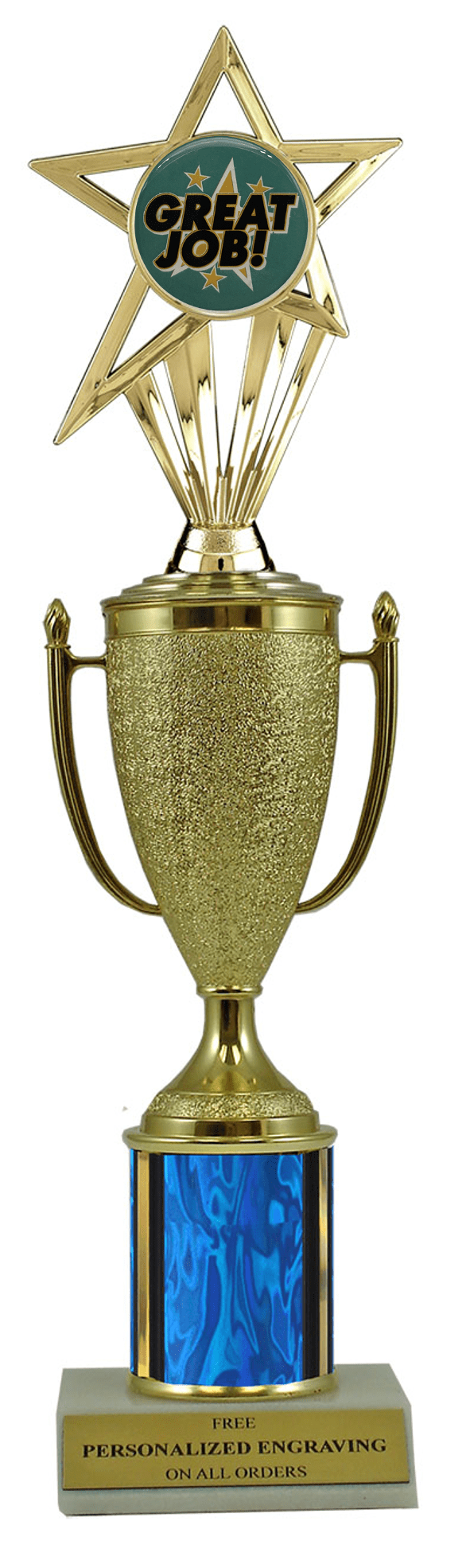 Great Job Insert Trophy With Marble Base, Gold Cup & Column