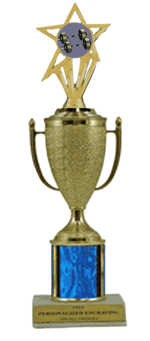Weightlifting Insert Trophy With Marble Base, Gold Cup & Column