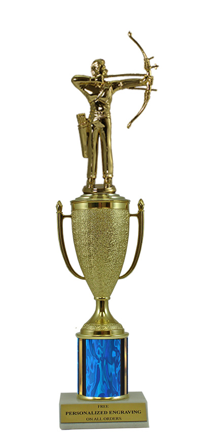 Archery Trophy With Marble Base, Cup And Column