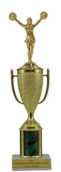 Cheerleading Trophy With Marble Base, Cup And Column