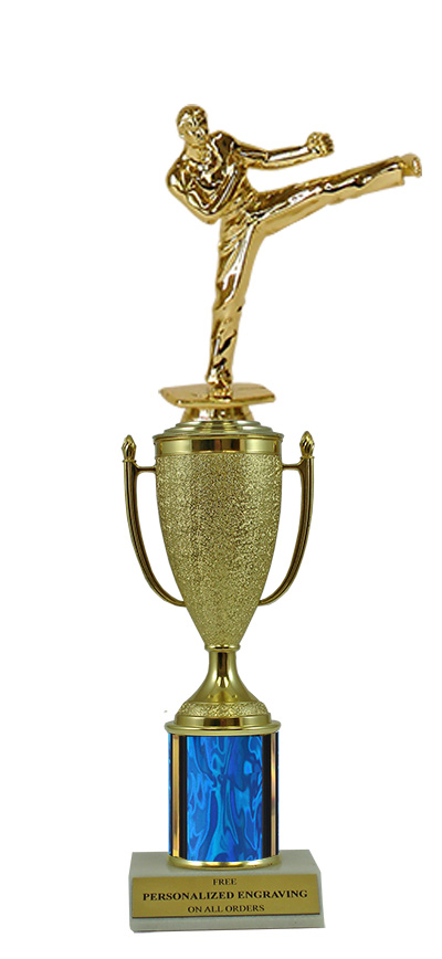 Karate Trophy With Marble Base, Cup And Column | TrophyCentral