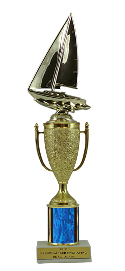 Sailboat Trophy With Marble Base, Cup And Column | TrophyCentral